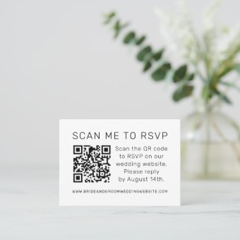 Scan Me to RSVP Wedding QR Code Photo RSVP Business Card | Zazzle