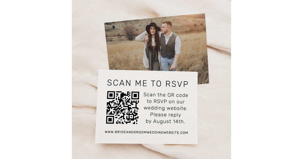 Scan Me to RSVP Wedding QR Code Photo RSVP Business Card | Zazzle