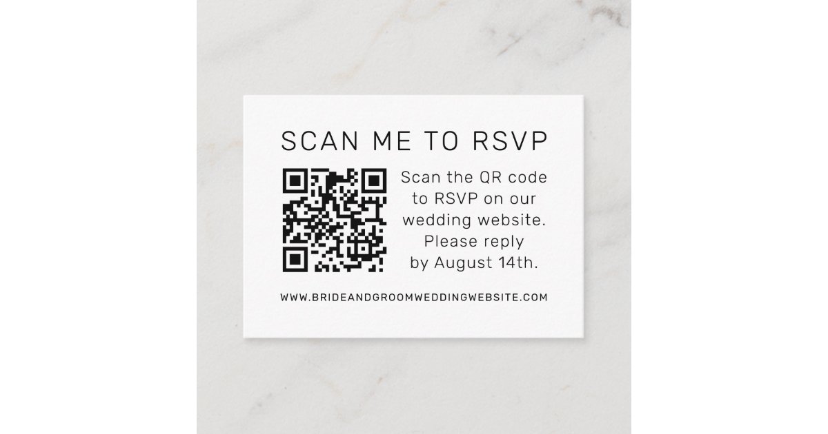 Scan Me to RSVP Wedding QR Code Photo RSVP Enclosure Card | Zazzle