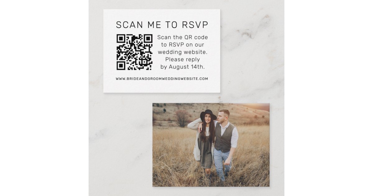 Scan Me to RSVP Wedding QR Code Photo RSVP Enclosure Card | Zazzle