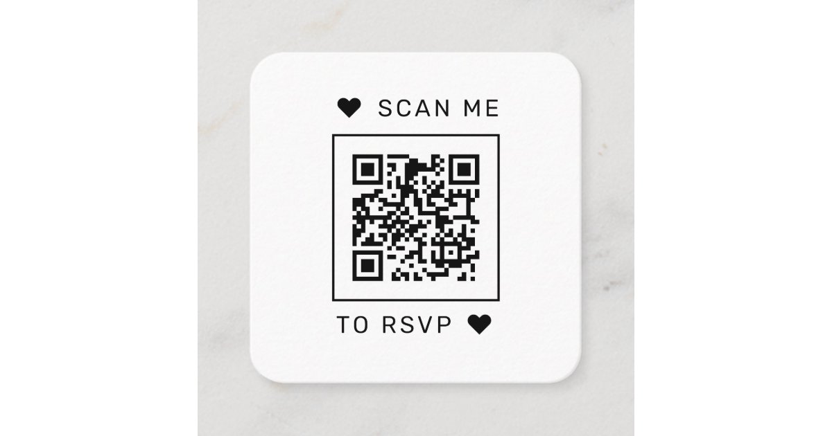 Scan Me to RSVP Wedding QR Code Response Square Business Card | Zazzle