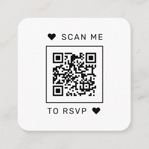 Scan Me to RSVP Wedding QR Code Response Square Enclosure Card | Zazzle
