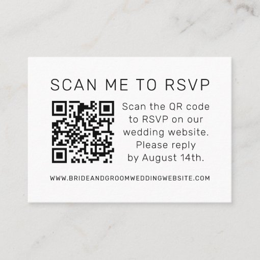 Scan Me to RSVP Wedding QR Code RSVP Business Card | Zazzle