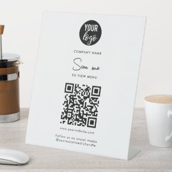 Scan Me To View Menu Order QR Code Pedestal Sign | Zazzle
