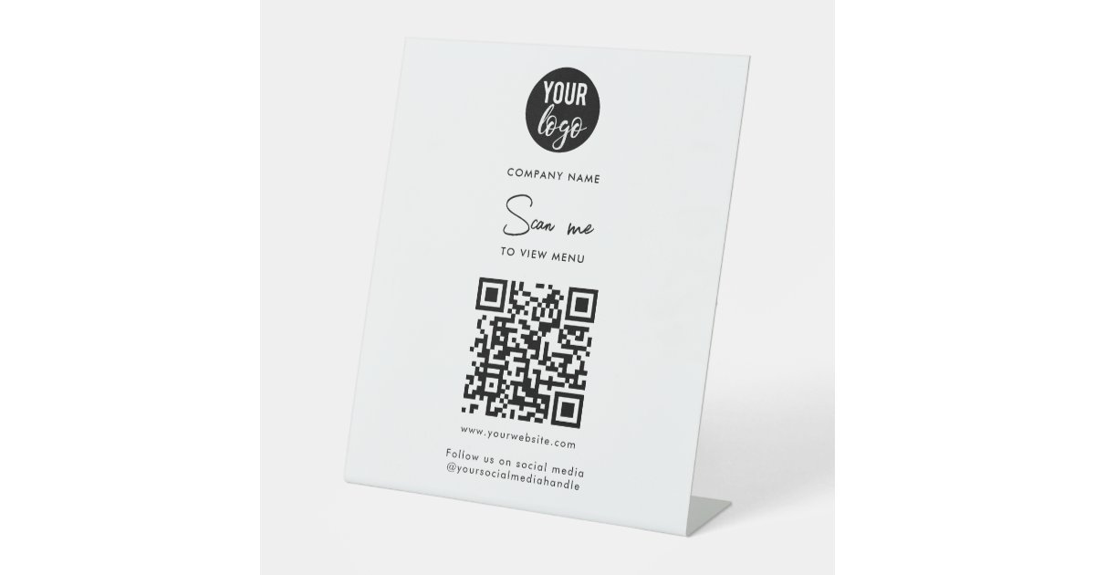 Scan Me To View Menu Order QR Code Pedestal Sign | Zazzle
