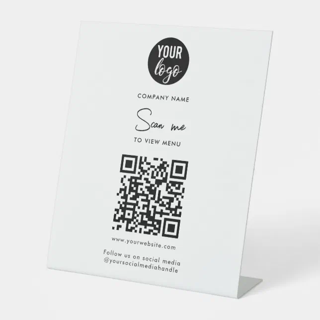 Scan Me To View Menu Order QR Code Pedestal Sign | Zazzle