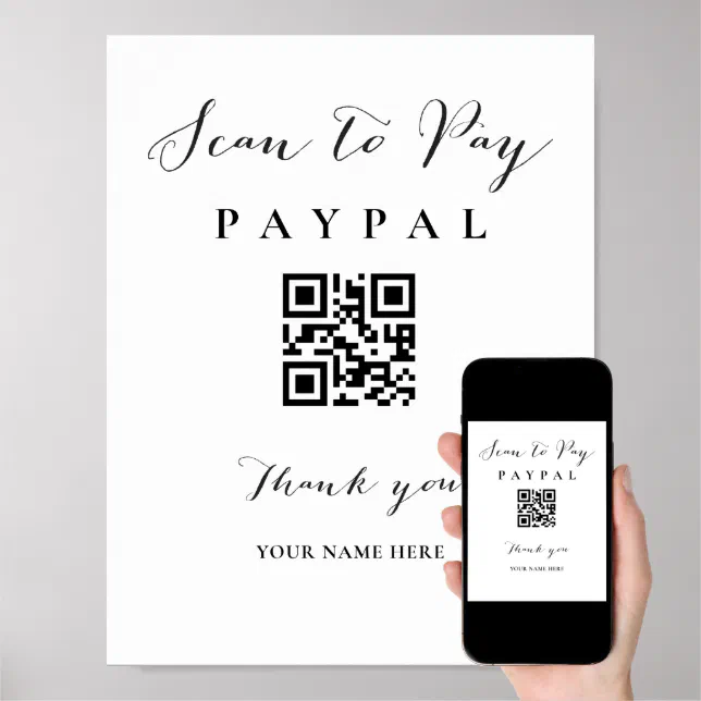 Scan Pay QR Code Sign Wedding Bar Valet Business | Zazzle