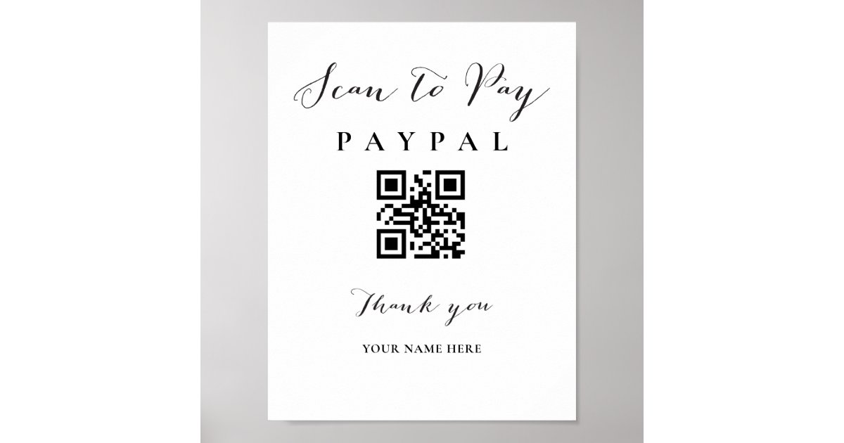 Scan Pay QR Code Sign Wedding Bar Valet Business | Zazzle