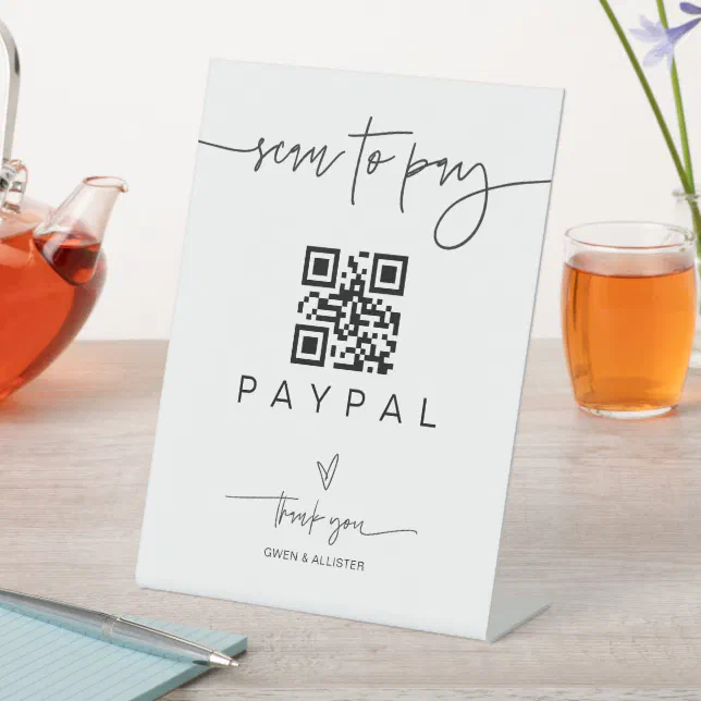 Scan Pay QR Code Sign Wedding Bar Valet Business | Zazzle