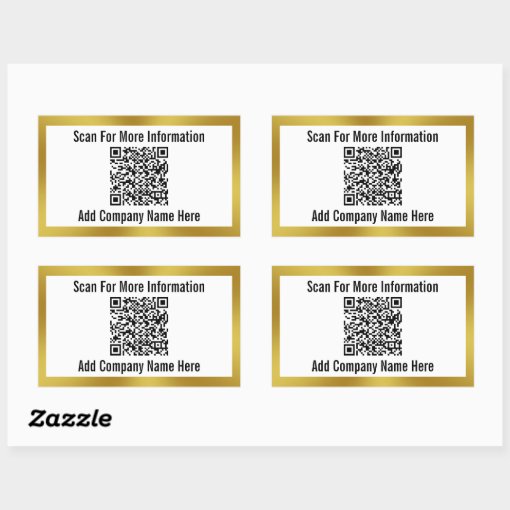 Scan QR Code Company Name Text Template Rectangular Sticker | Zazzle