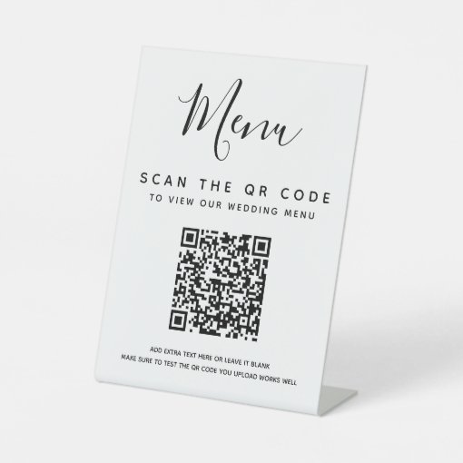 Scan QR Code Digital Wedding Menu Table Pedestal Sign | Zazzle