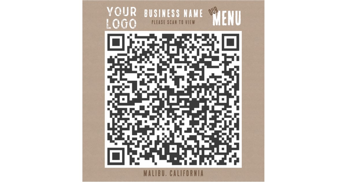 Scan QR Code Menu Rustic Charm Kraft Paper Sticker | Zazzle