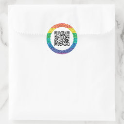 Scan QR code rainbow Classic Round Sticker | Zazzle