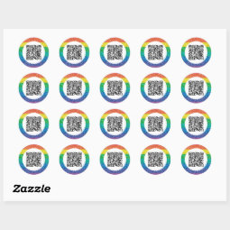 Scan QR code rainbow Classic Round Sticker | Zazzle