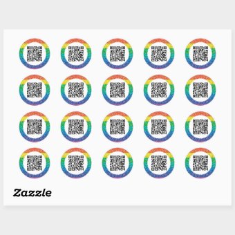 Scan QR code rainbow Classic Round Sticker | Zazzle