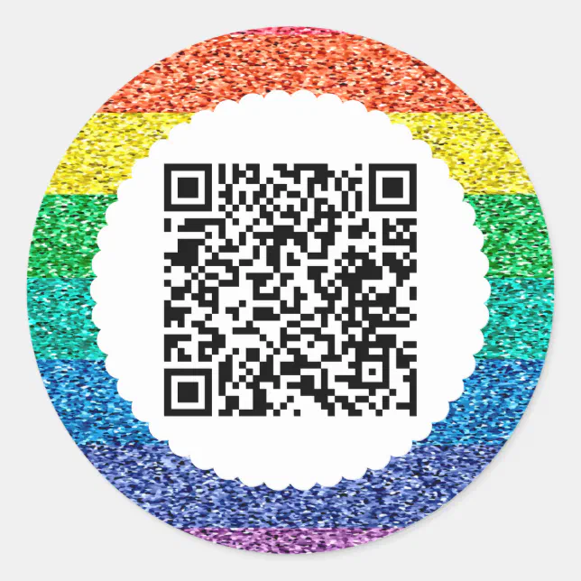 Scan QR code rainbow Classic Round Sticker | Zazzle