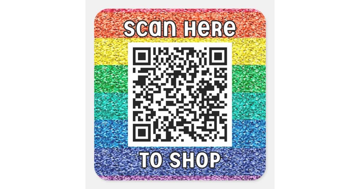 Scan QR code rainbow Classic Square Sticker | Zazzle