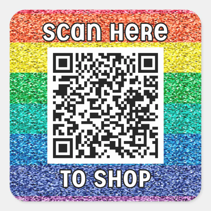 Scan QR code rainbow Classic Square Sticker | Zazzle