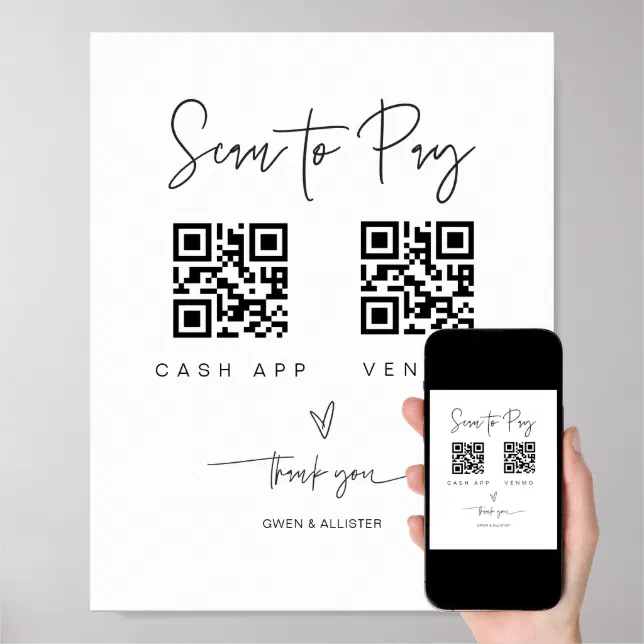 Scan QR Code Sign Wedding Bar Valet Business G400 | Zazzle