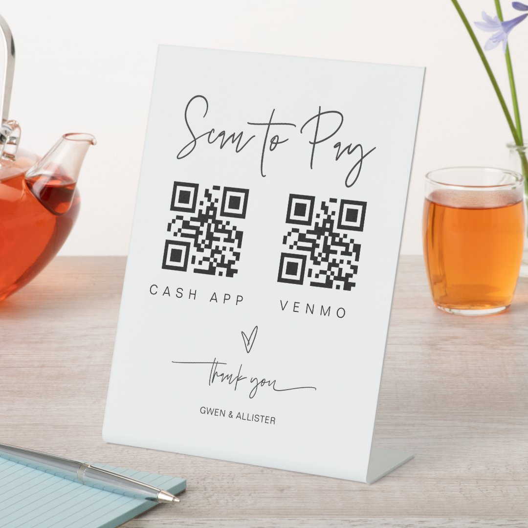 Scan QR Code Sign Wedding Bar Valet Business G400 | Zazzle