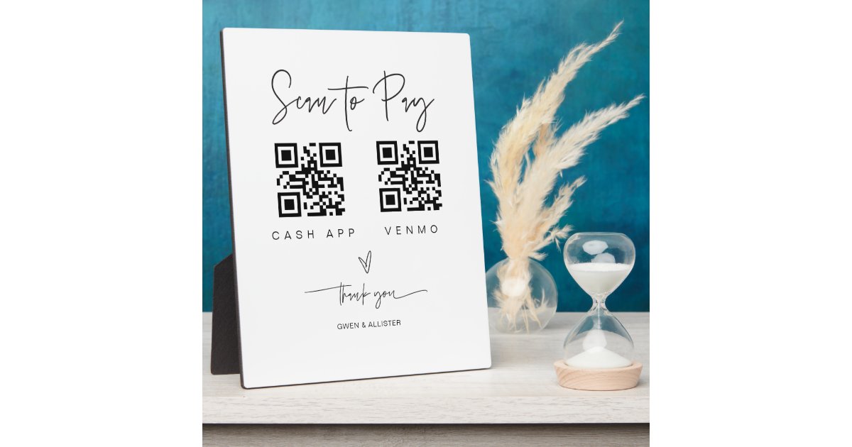 Scan QR Code Sign Wedding Bar Valet Business G400 Plaque | Zazzle