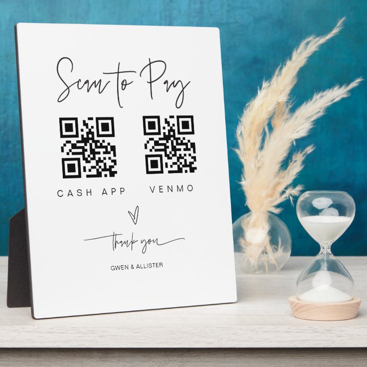 Scan QR Code Sign Wedding Bar Valet Business G400 Plaque | Zazzle