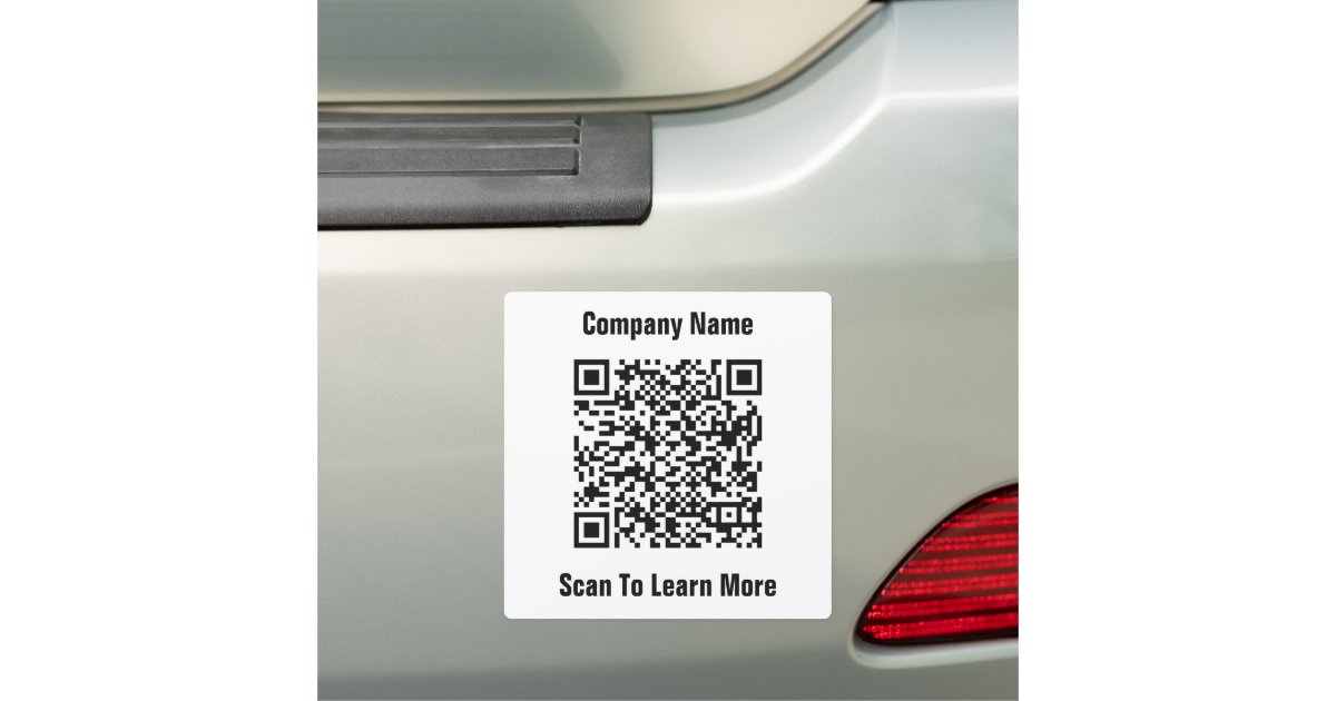 Scan QR Code To Learn More Black & White Template Car Magnet | Zazzle