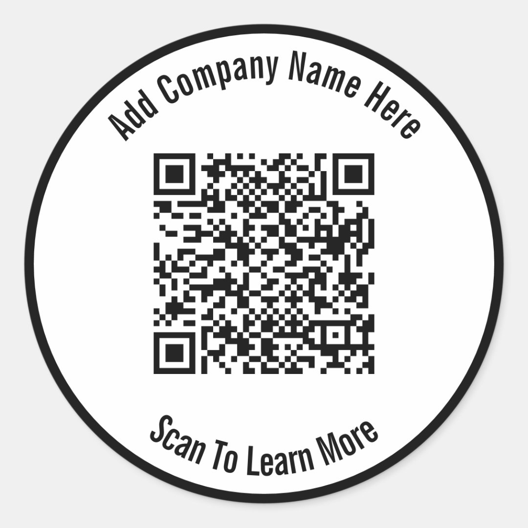 Scan QR Code To Learn More Business Template Classic Round Sticker | Zazzle