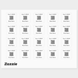 Scan QR Code To RSVP Event Name Text Template Square Sticker | Zazzle