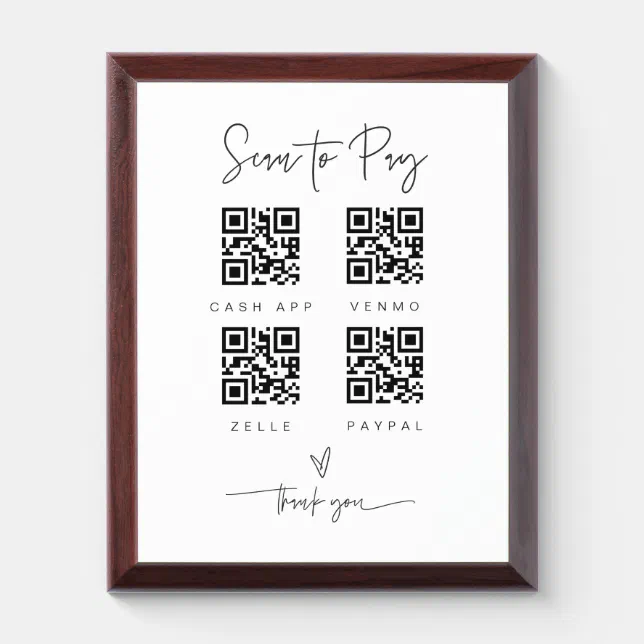 Scan QR Code Wood Plaque Business Checkout Payment | Zazzle