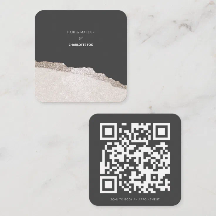 Scan to Book an Appointment QR Code Agate Square Business Card | Zazzle