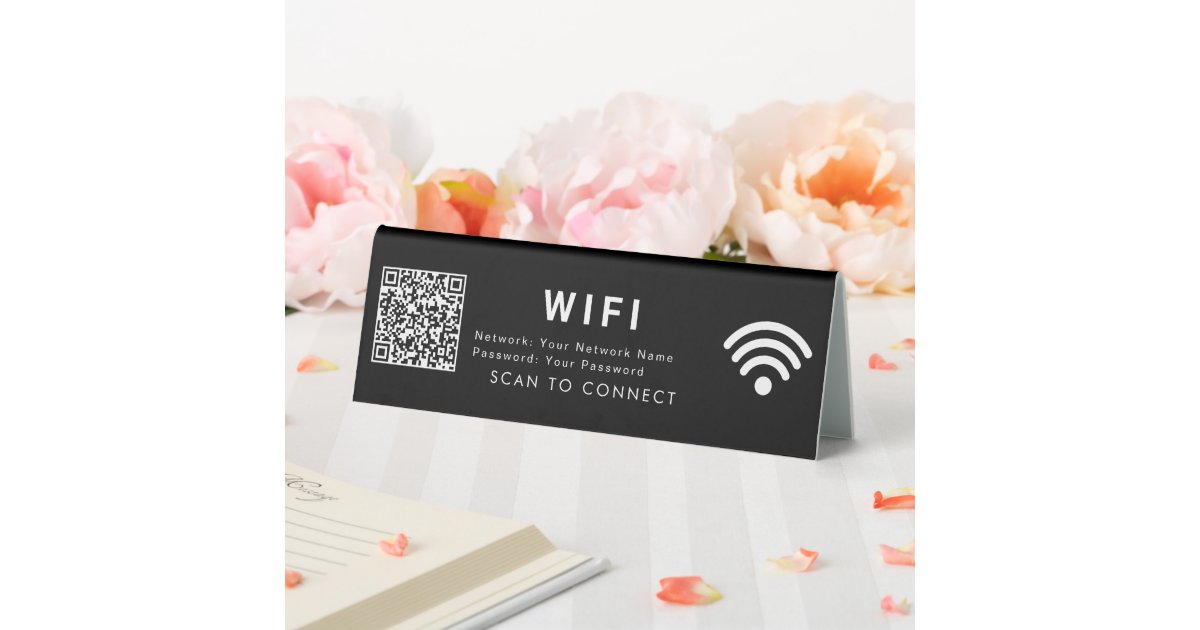 Scan to Connect QR Code 6x2 Table Sign with Logo | Zazzle
