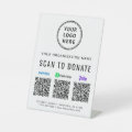 Scan to Donate Venmo Zelle CashApp QR Codes Logo Pedestal Sign | Zazzle
