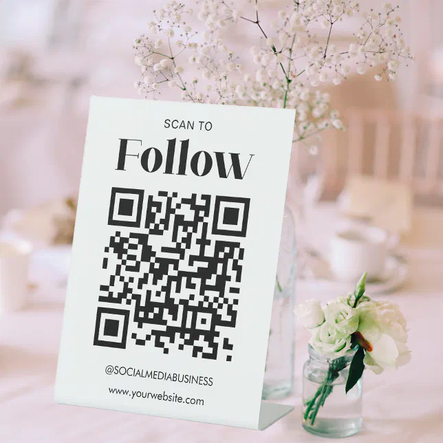 Scan to Follow QR Code Social Media Business Pedestal Sign | Zazzle
