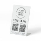 Scan to Pay 2 QR Codes Business Logo Pedestal Sign | Zazzle