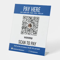 Scan to Pay Add Business QR Code Venmo Pay Here Pedestal Sign | Zazzle