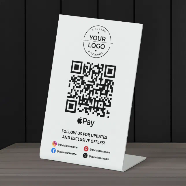 Scan to Pay Apple Pay QR Code Pedestal Sign | Zazzle