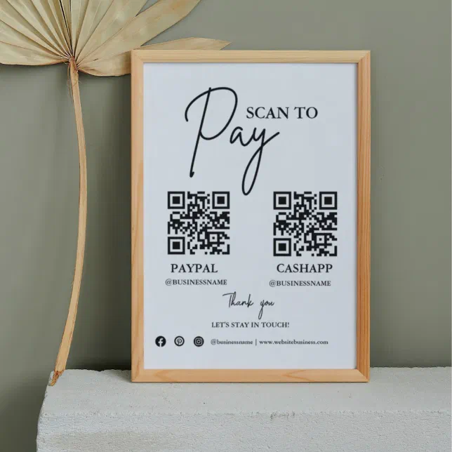 Scan to pay Business Qr Code Payment sign | Zazzle