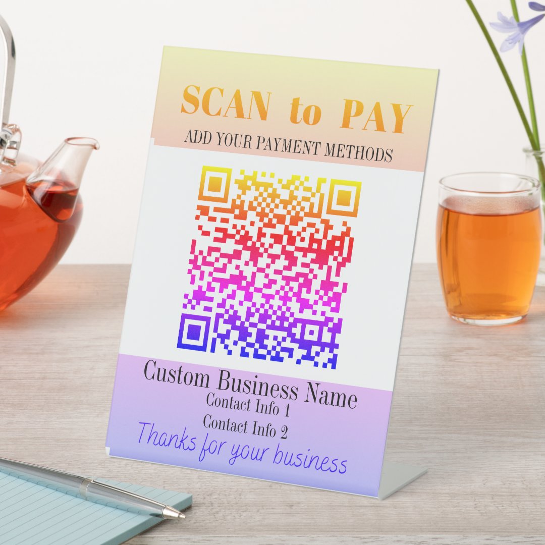 Scan to Pay Here Sign Custom QR Code | Zazzle