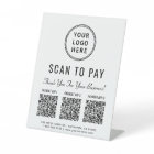 Scan to Pay Logo 3 Payment QR Codes Pedestal Sign | Zazzle