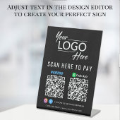 Scan to Pay Logo CashApp Venmo QR Codes Black Pedestal Sign | Zazzle