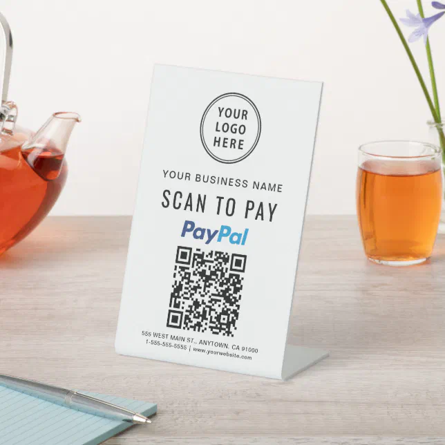 Scan To Pay Paypal Qr Code Logo Pedestal Sign Zazzle