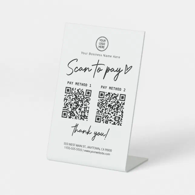 Scan to Pay Qr Code Payment Links Pedestal Sign | Zazzle