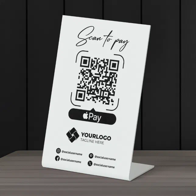 Scan to Pay Sign QR Code Apple Pay Payment | Zazzle