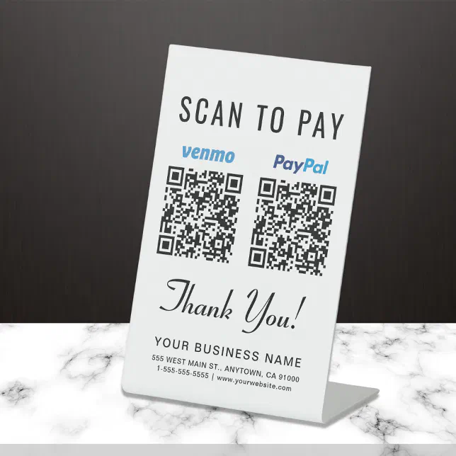 Scan to Pay Venmo Paypal QR Codes Pedestal Sign | Zazzle