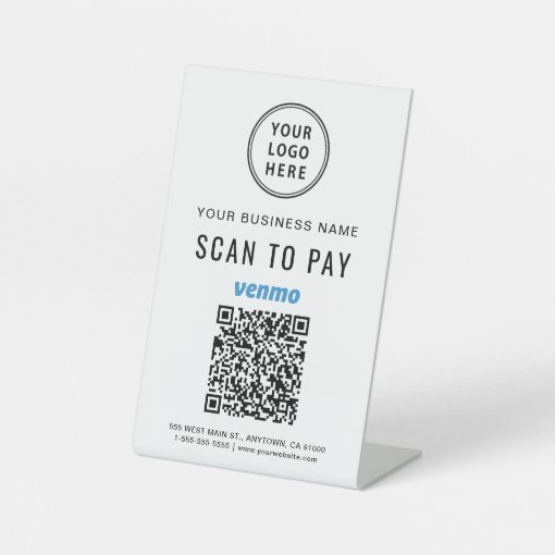 Scan to Pay Venmo QR Code Logo Pedestal Sign | Zazzle