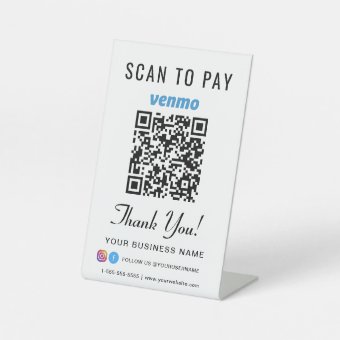 Scan to Pay Venmo QR Code Pedestal Sign | Zazzle