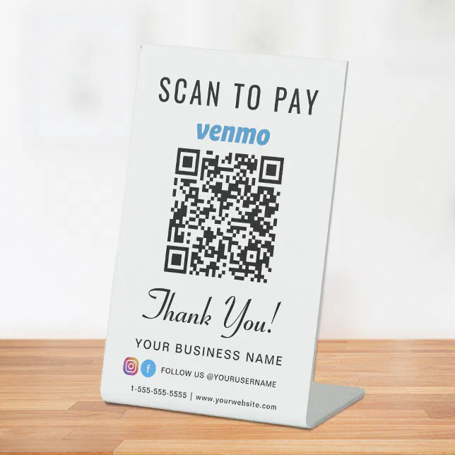 Scan to Pay Venmo QR Code Pedestal Sign | Zazzle