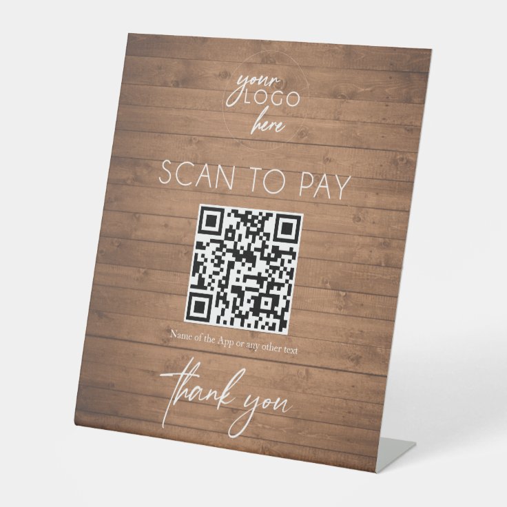Scan to pay wood rustic business sign | Zazzle