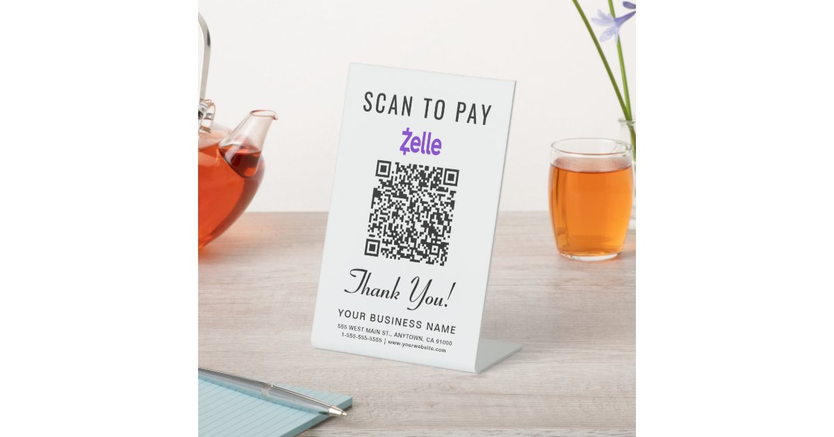 Scan to Pay Zelle QR Code Pedestal Sign | Zazzle